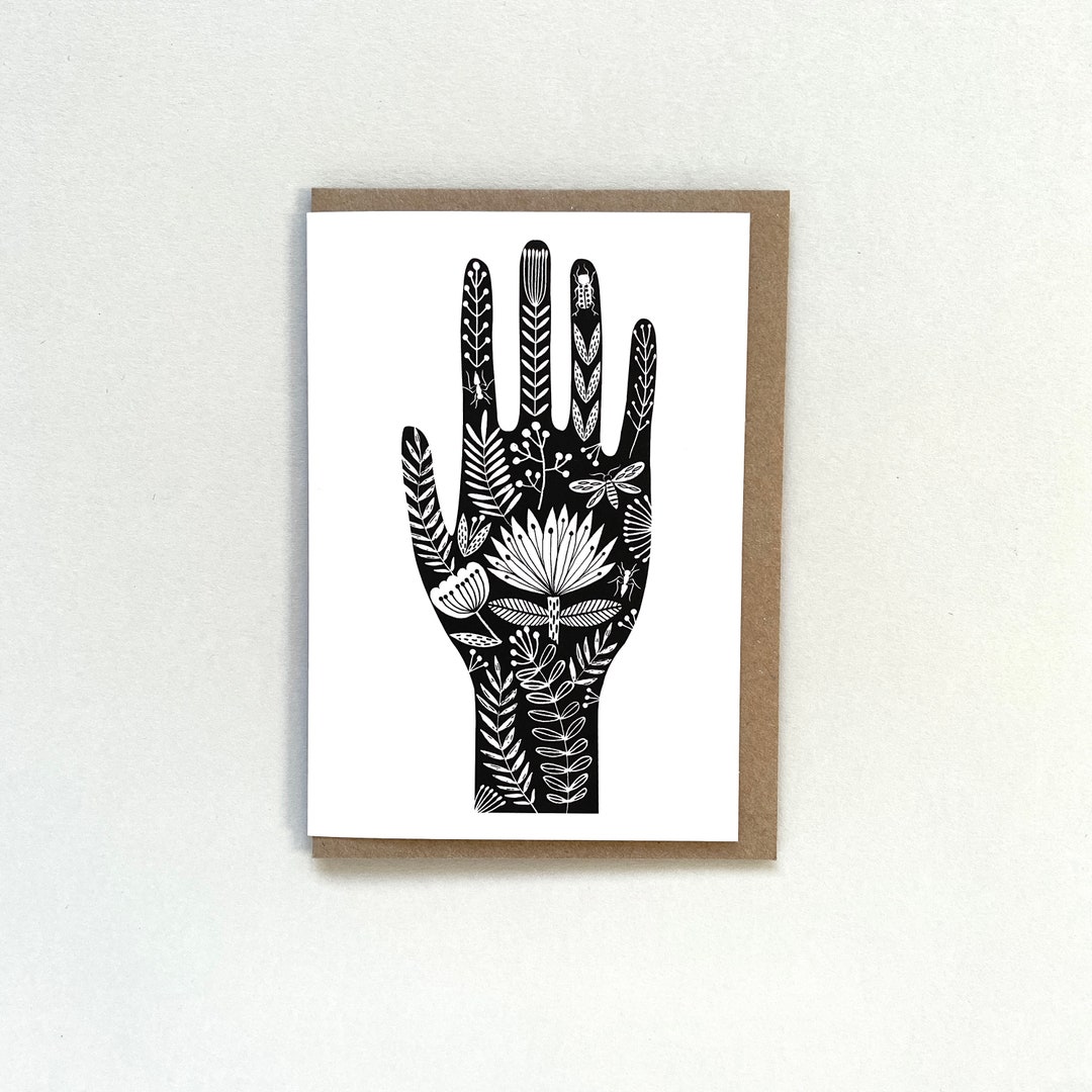 Folk Hand Greetings Card - Etsy