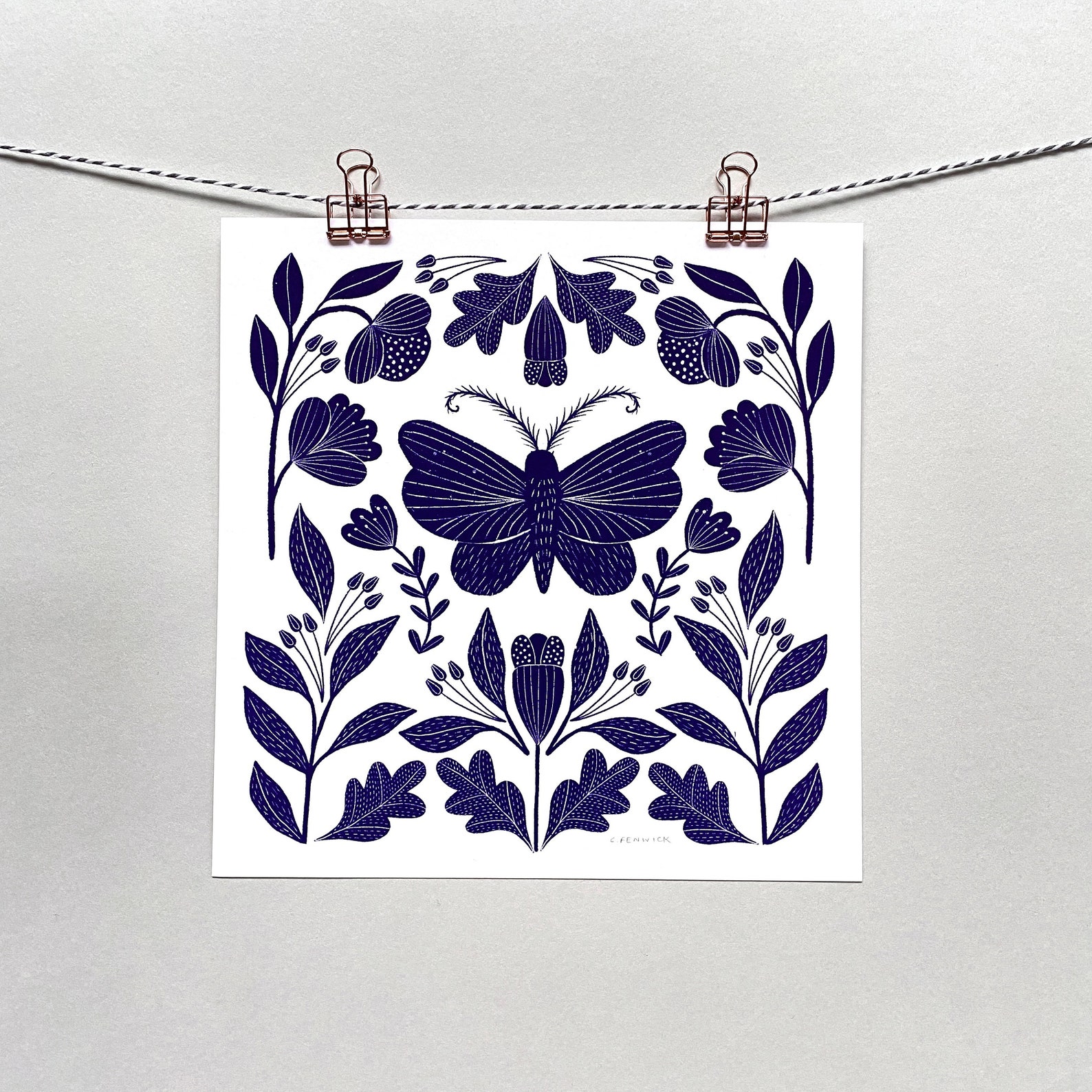 A4 Art Print Detailed Moth and Leaves Illustration | Etsy