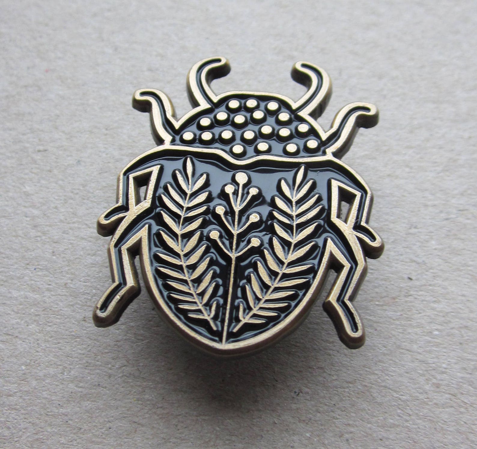 Beetle Enamel Pin Brooch Scarab Beetle Design Black and Gold - Etsy UK