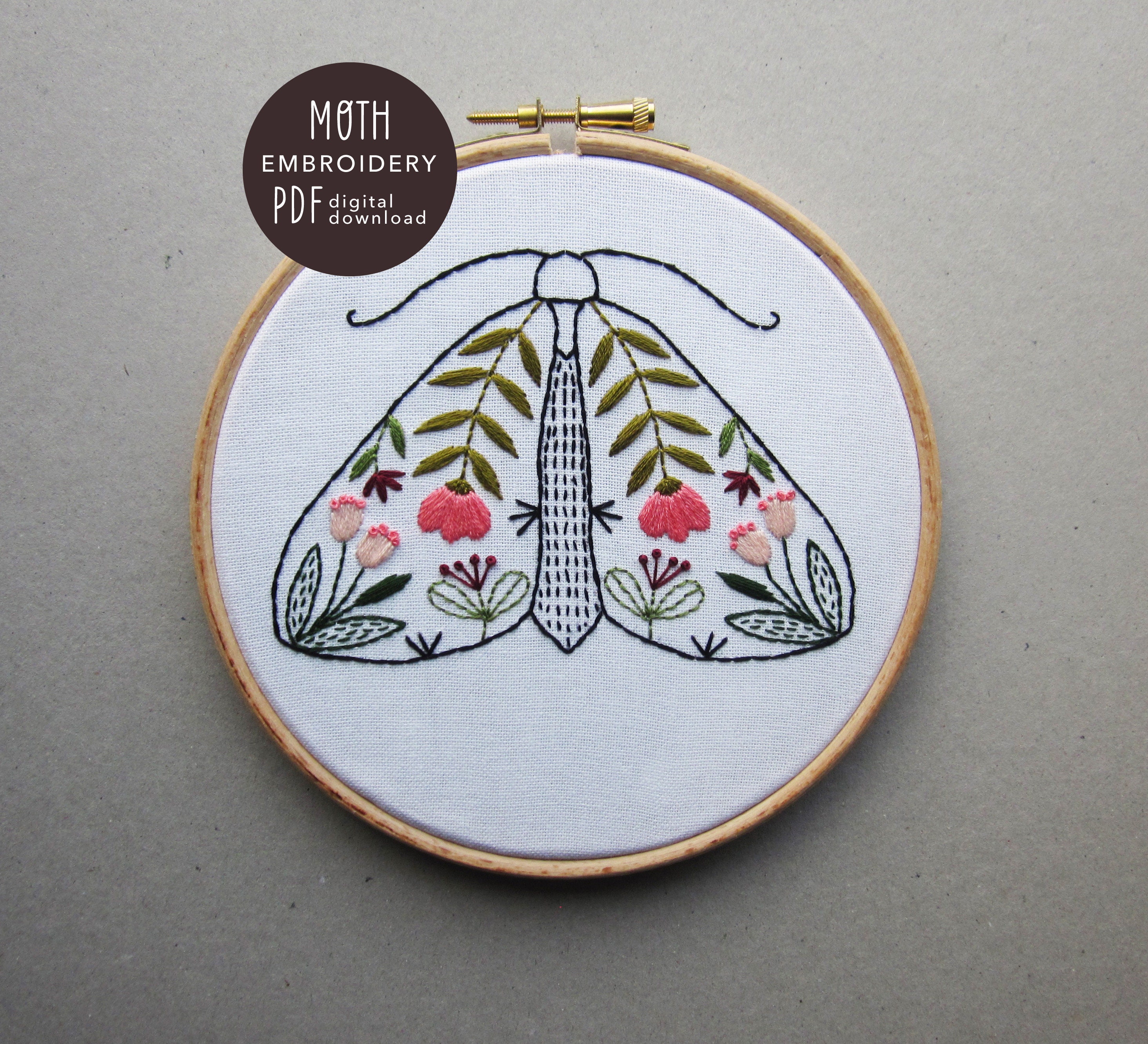 Moth Embroidery PDF Digital Download Pattern - Etsy UK