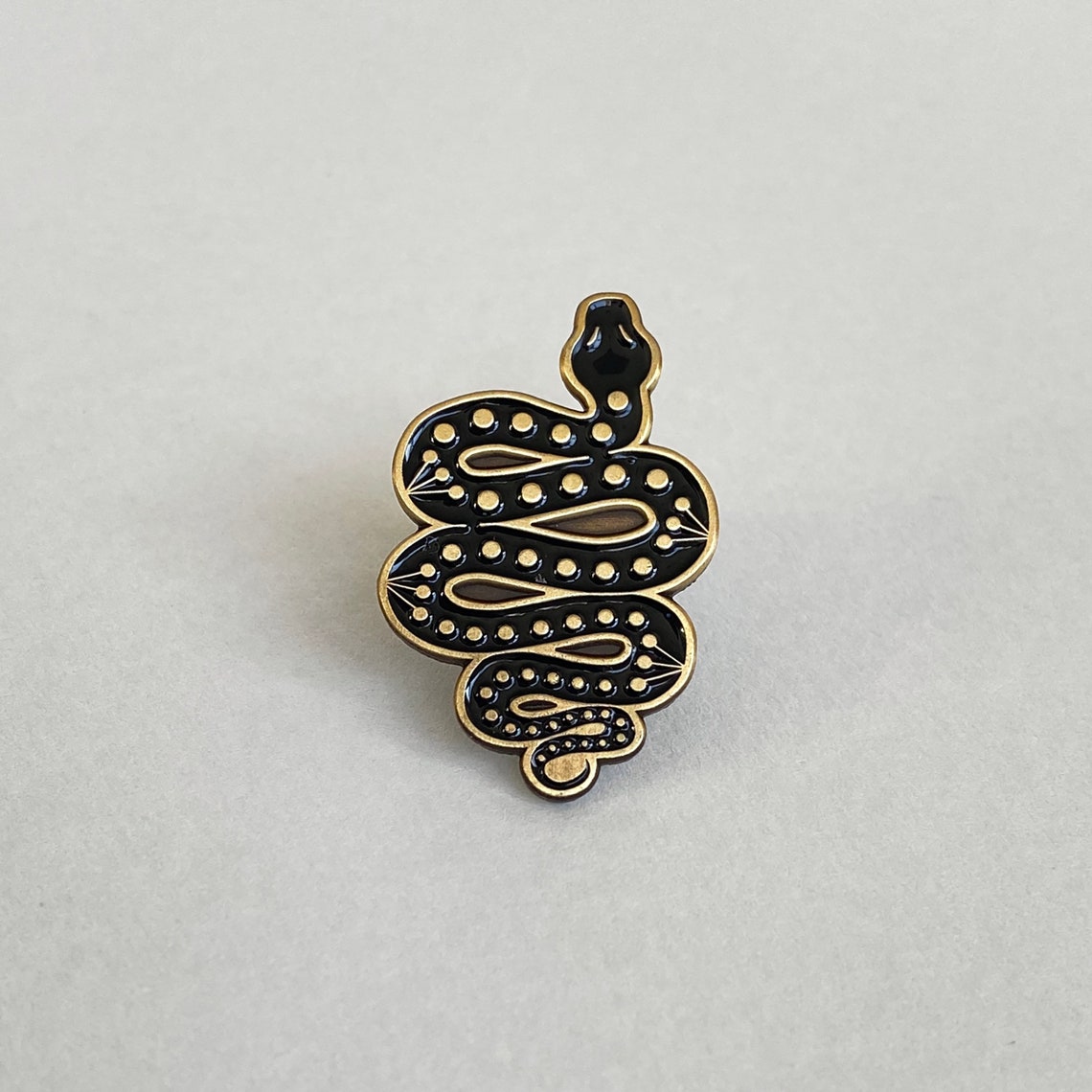 Snake Enamel Pin Brooch Black and Gold Metal Serpent Folk - Etsy UK