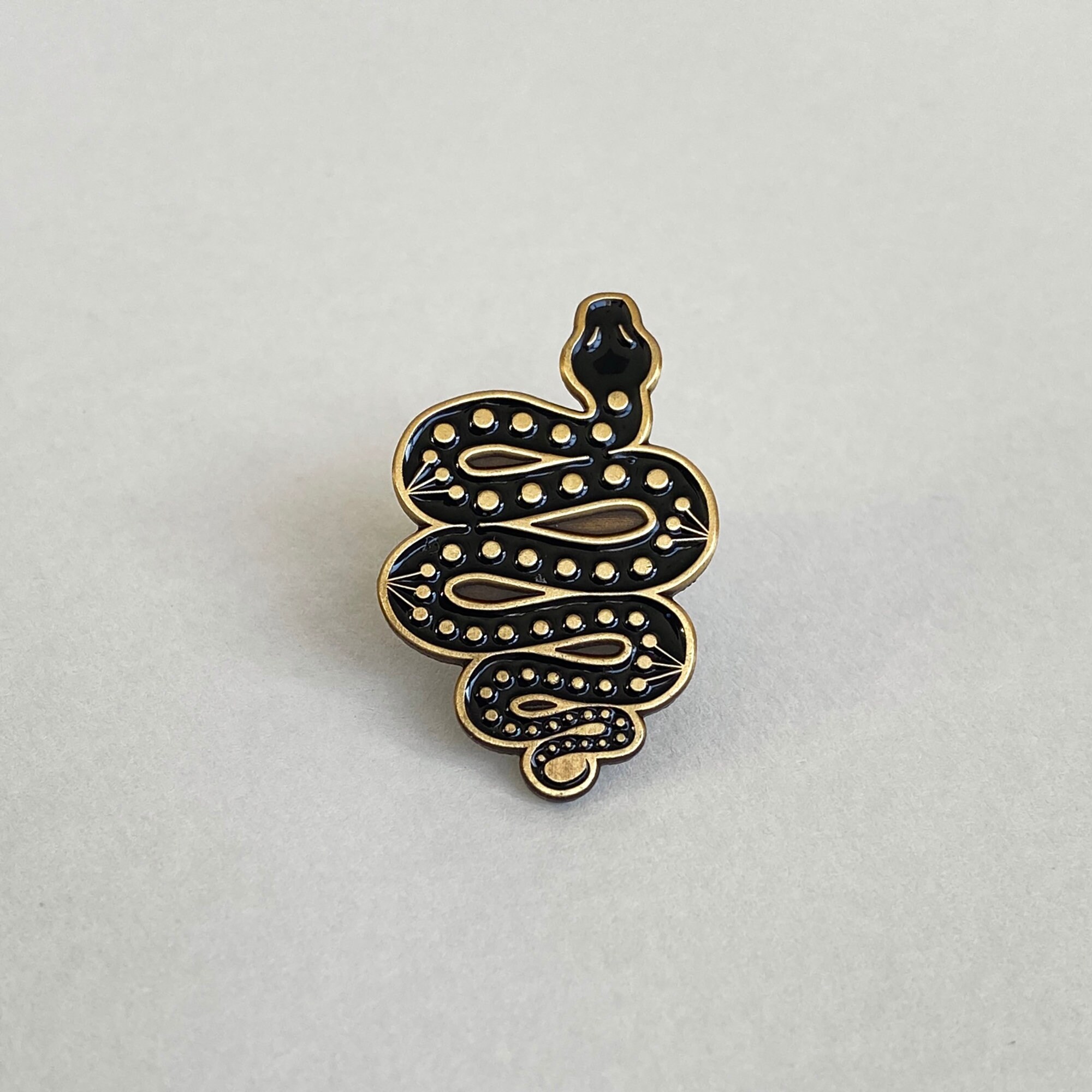 Snake Enamel Pin Brooch Black and Gold Metal Serpent Folk - Etsy UK