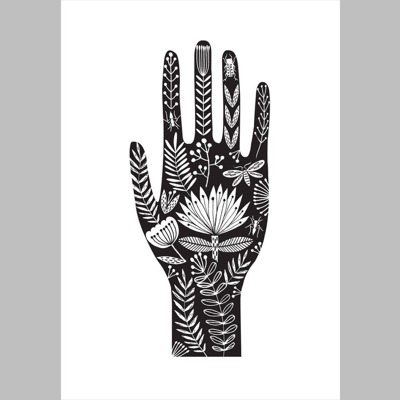 A4 Art Print Detailed Hand Tattoo Style Illustration - Etsy UK