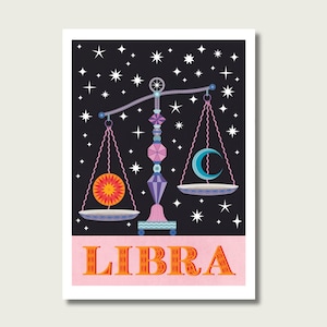Libra Zodiac A4 Art Print, Scales of Justice Illustration - Etsy
