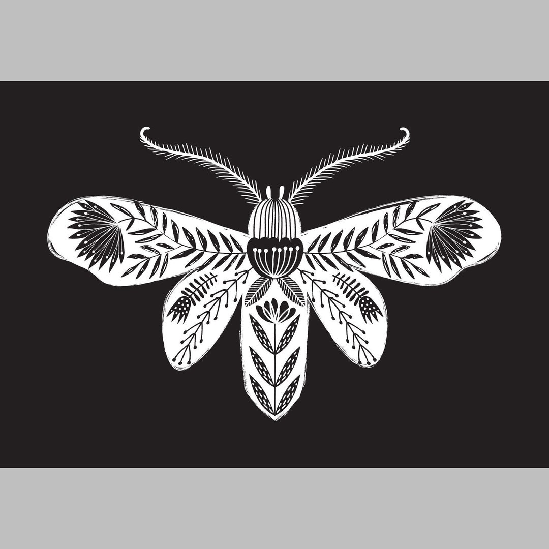 A3 Art Print, Folk Art Moth Design - Etsy
