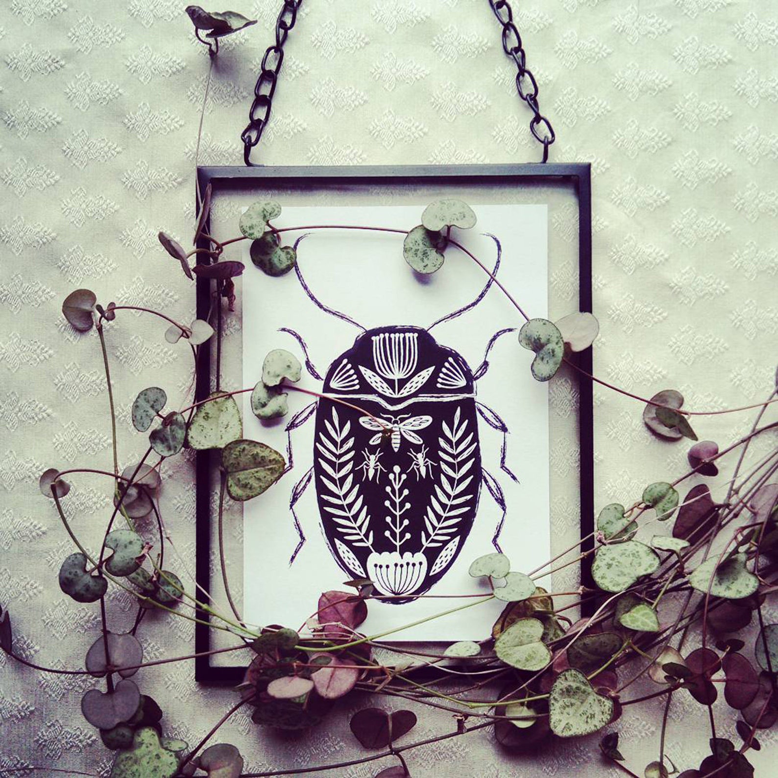 A5 Print Beetle Folk Art Illustration | Etsy