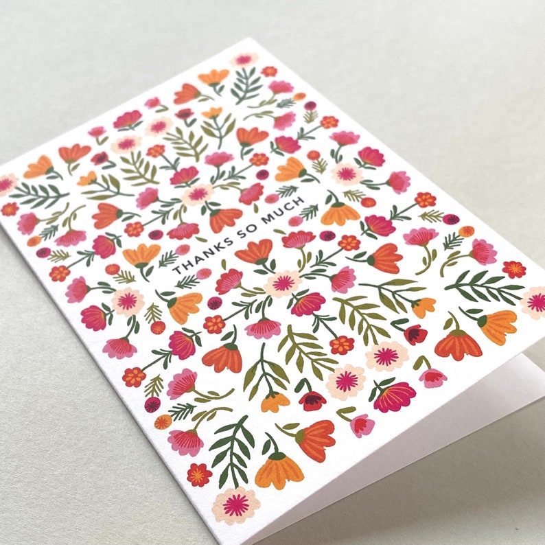 Four Folk Floral Greetings Cards - Etsy UK