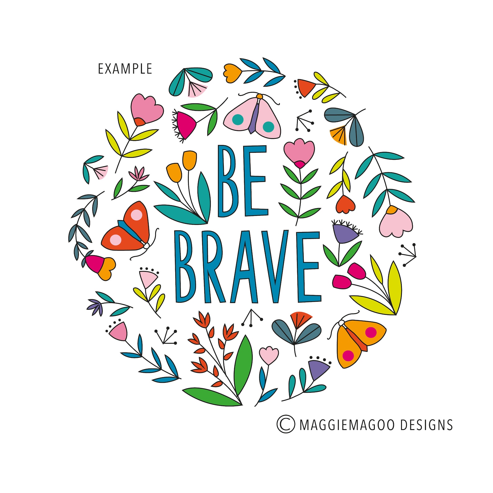 BE BRAVE PDF Digital Download Colouring Sheet/embroidery - Etsy