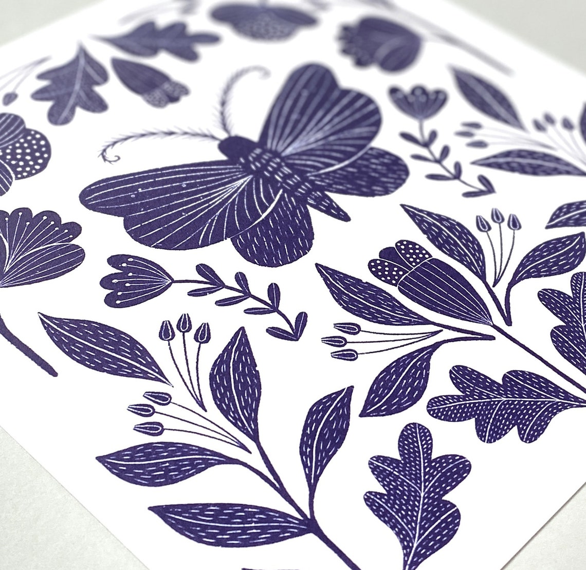 A4 Art Print Detailed Moth and Leaves Illustration | Etsy