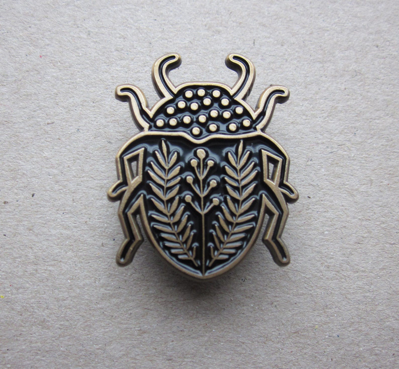 Beetle Enamel Pin Brooch Scarab Beetle Design Black and Gold - Etsy UK