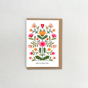 Four Folk Floral Greetings Cards - Etsy UK