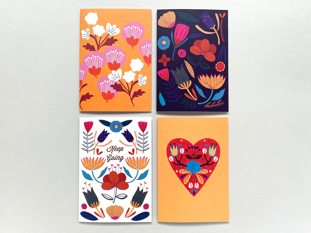 Pack of 4 Greetings Cards - Etsy