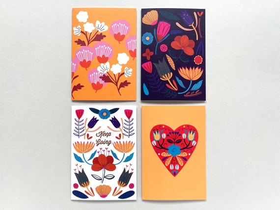Pack of 4 Greetings Cards - Etsy UK