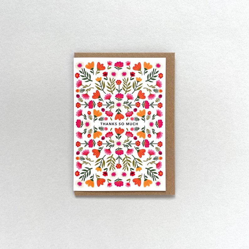 Four Folk Floral Greetings Cards - Etsy UK