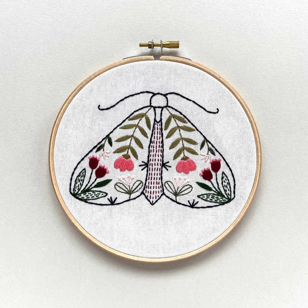 Moth/butterfly Design Embroidery Craft Kit - Etsy
