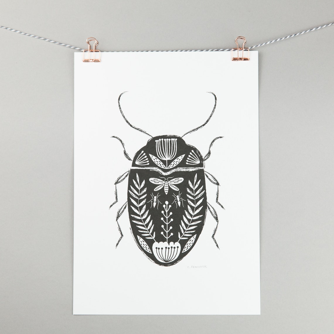 A4 Art Print, Folk Art Beetle Illustration - Etsy