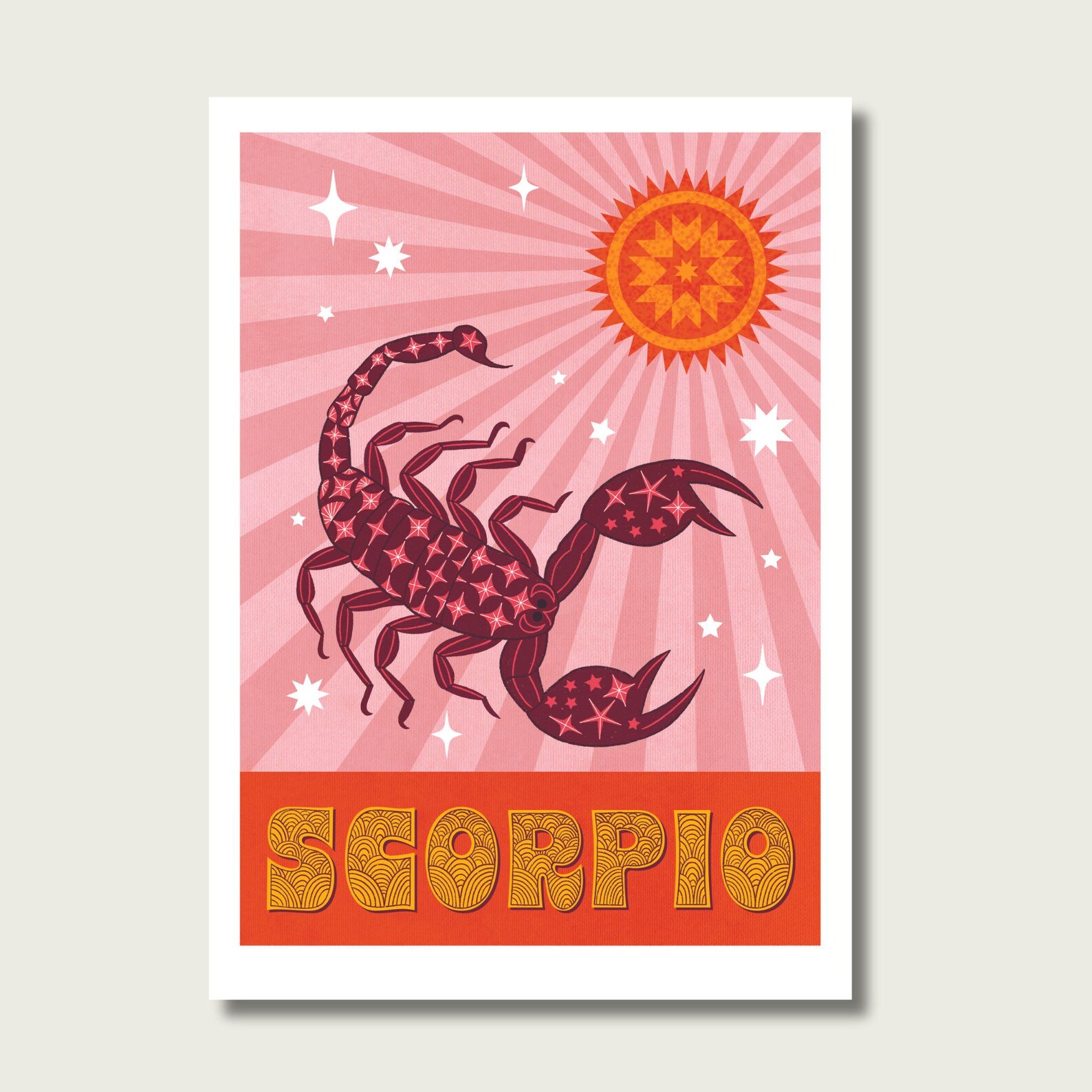 Scorpio Zodiac A4 Art Print, Scorpion Illustration - Etsy