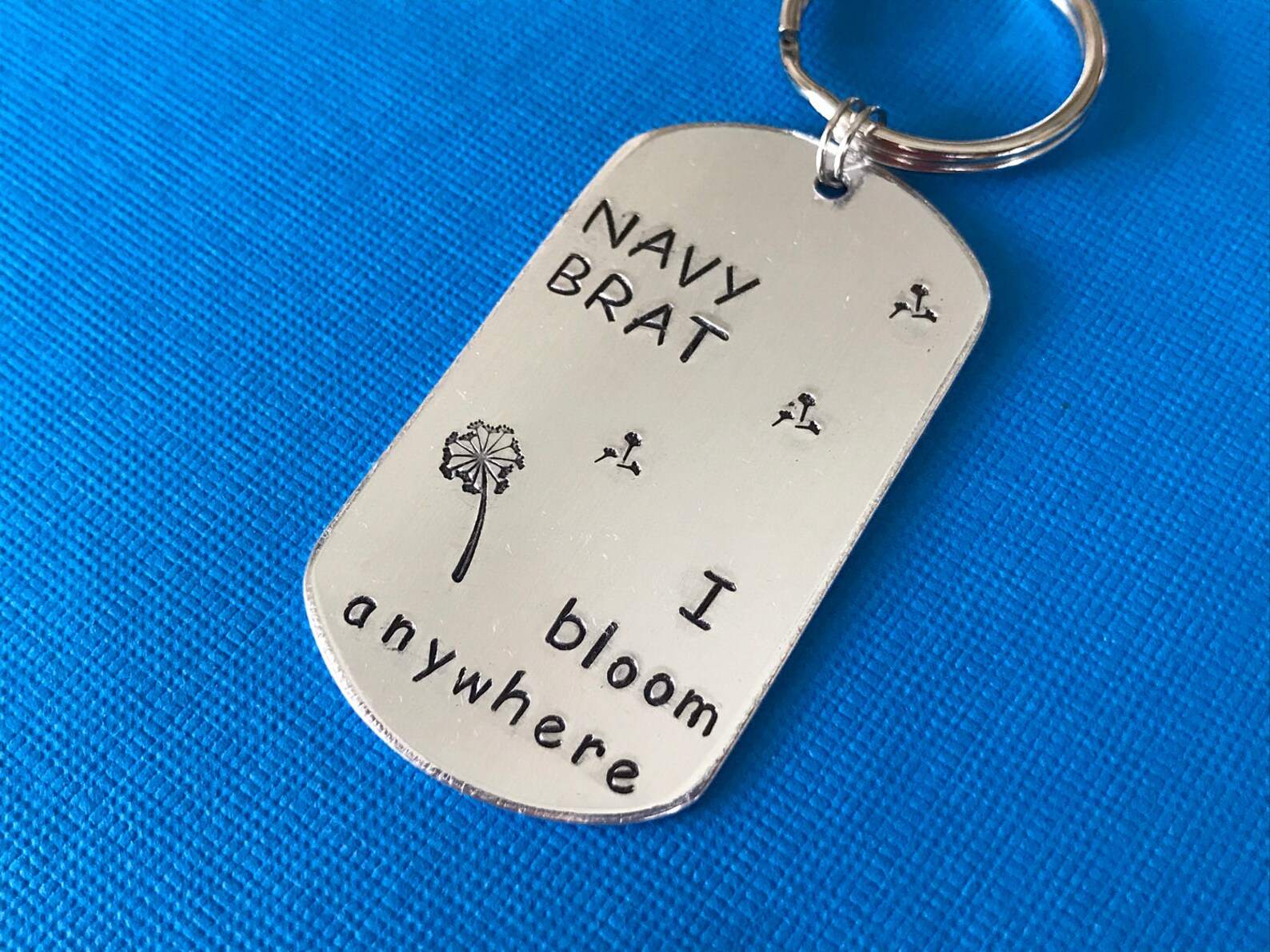 Military child keychain military brat and dandelion | Etsy