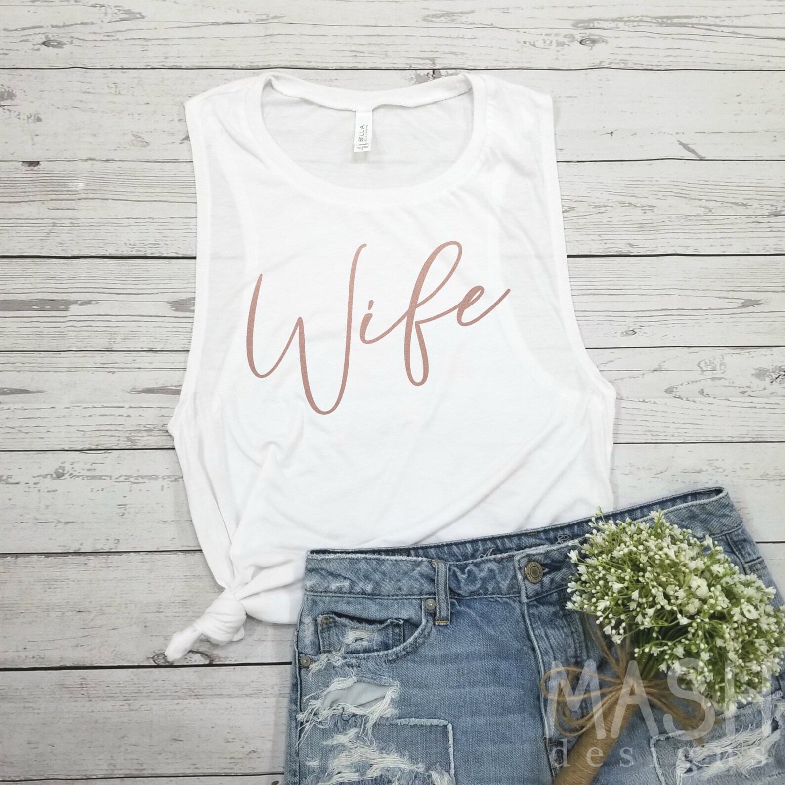 Wife Tank Rose Gold Wife Muscle Tank Honeymoon Tank Gift - Etsy