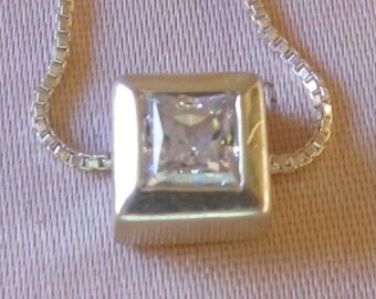 Sterling Silver 925 Fine BOX Chain with 6mm Light BLUE OPAL