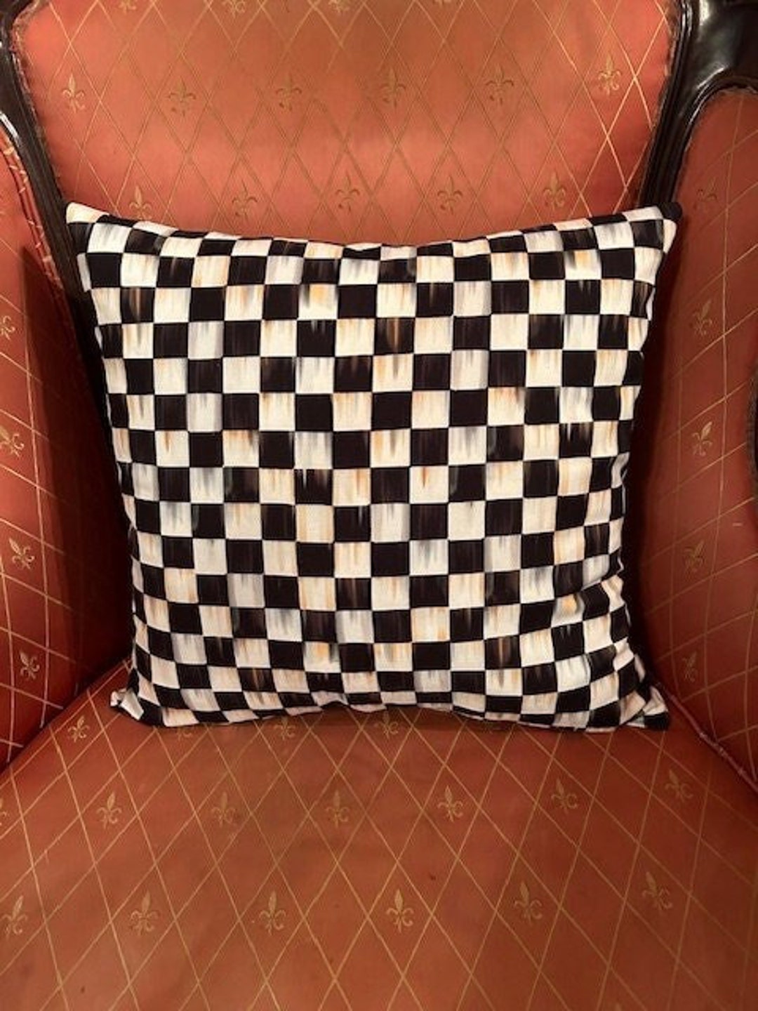 Black and White Check Pillow the Feather Insert - Etsy