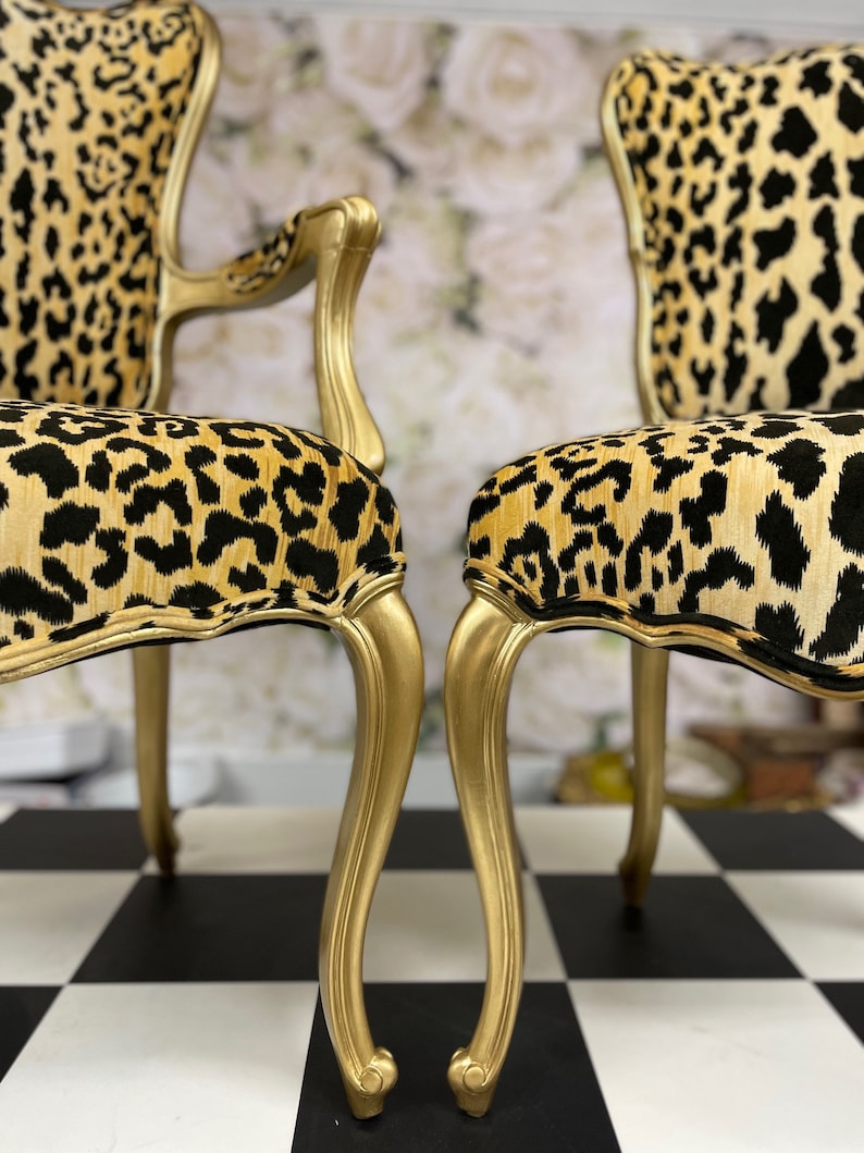 Custom Leopard Animal French Chair - Etsy