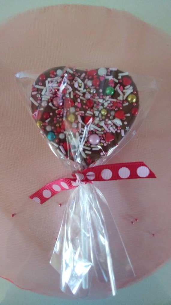 6 Hand Decorated Chocolate Heart Suckers Lollipops | Etsy