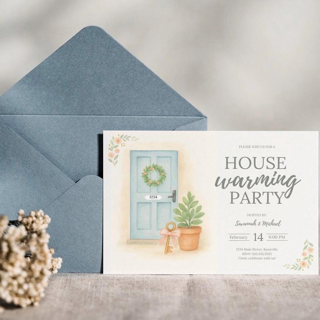 Watercolor Housewarming Party Invitation: New Home Celebration (canva ...