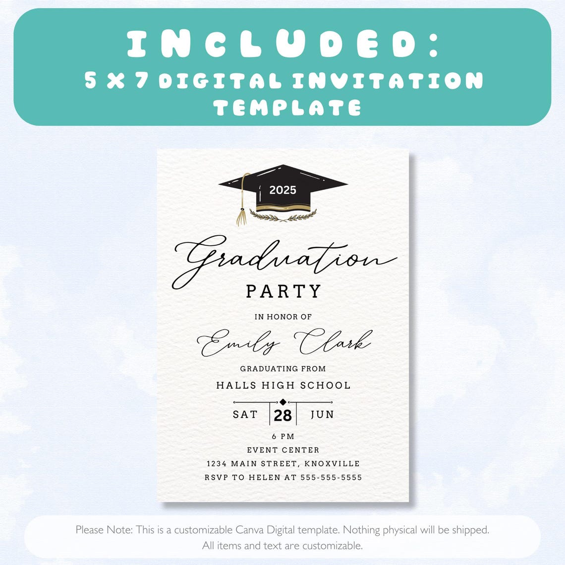 Customizable Graduation Party Invitation for High School or College ...