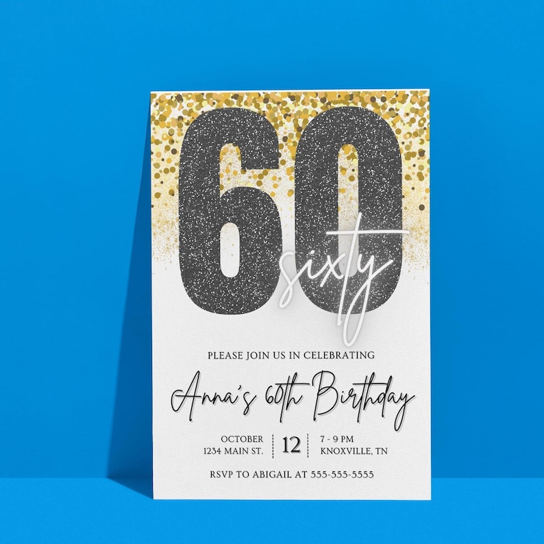 Chic 60th Birthday Invitation - Personalized Party Invite, Elegant ...