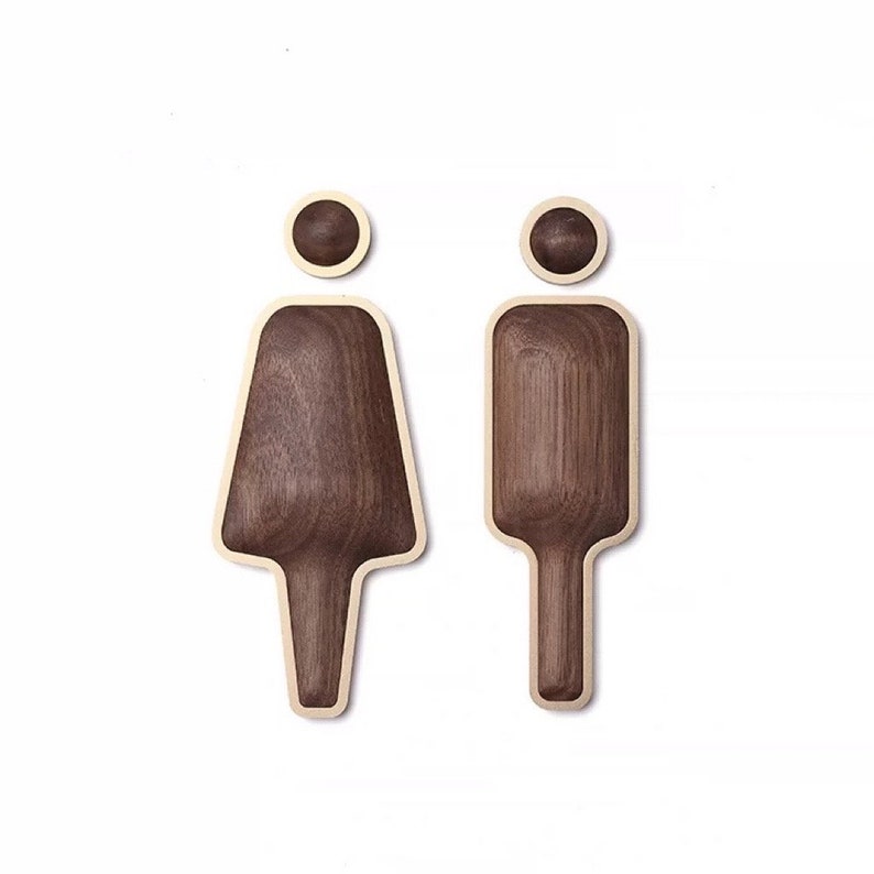 Custom Walnut Wood Bamboo Surface Washroom Sign, Bathroom Sign ...