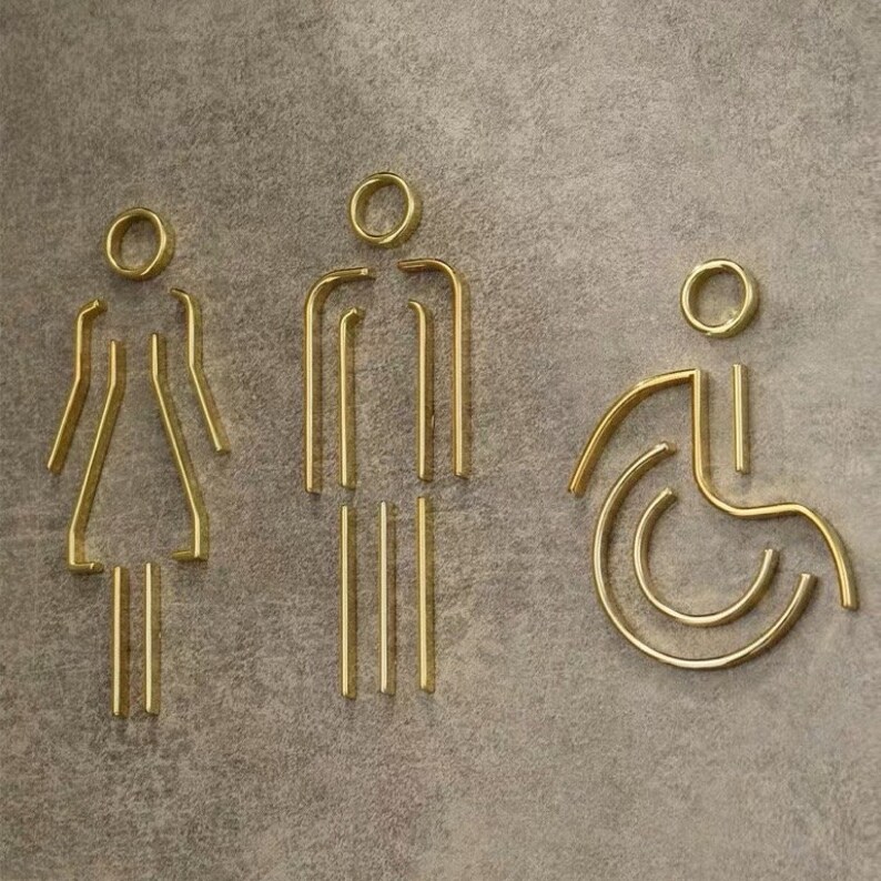Deluxe Brass Washroom Sign, Bathroom Sign, Restroom Sign, Toilet Sign ...