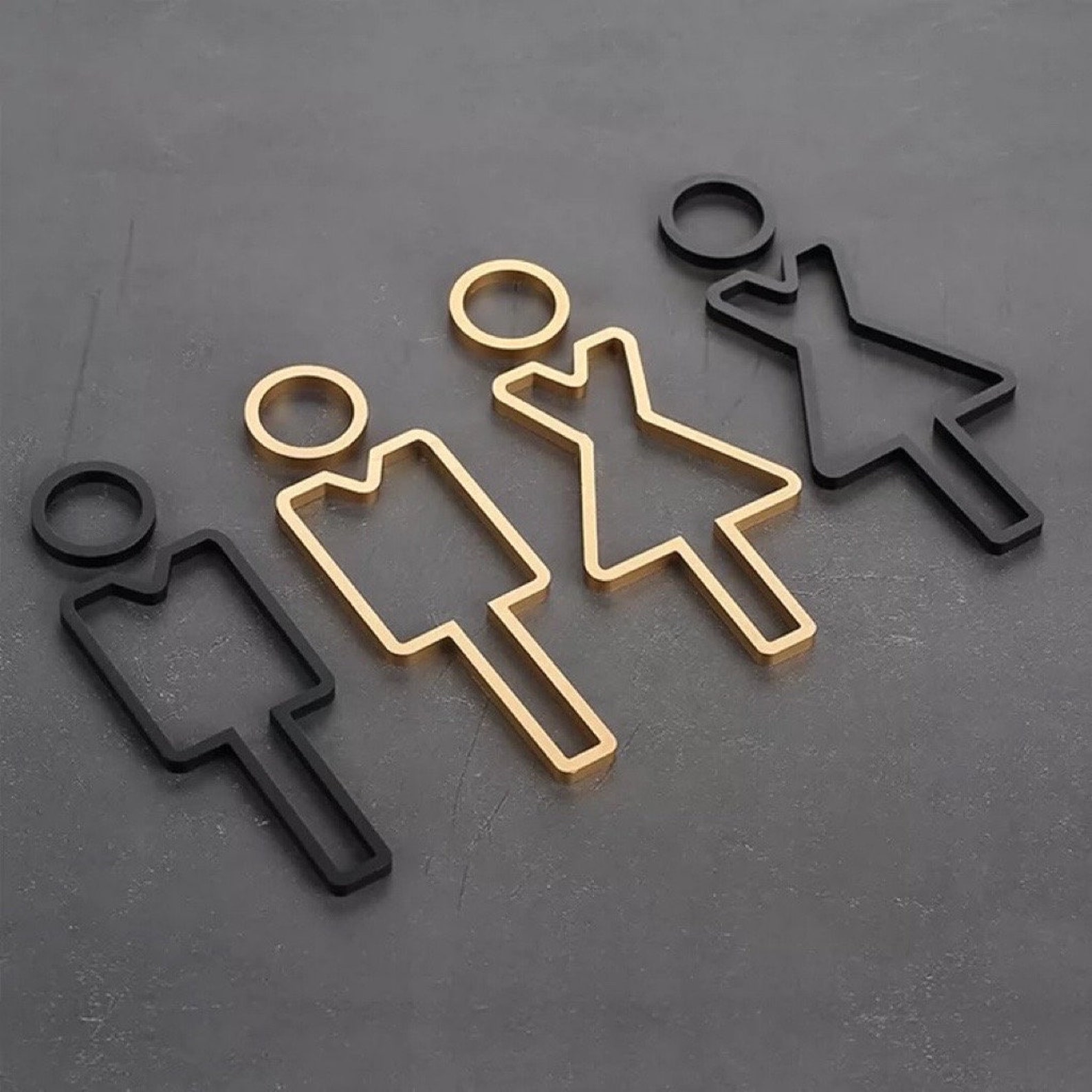 Luxury Matt Surface Metal Washroom Sign, Bathroom Sign, Restroom Sign ...