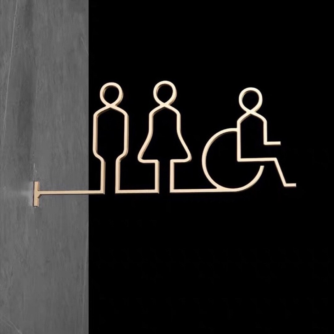 Luxury Matt Surface Side Mount Washroom Sign, Bathroom Sign, Restroom ...