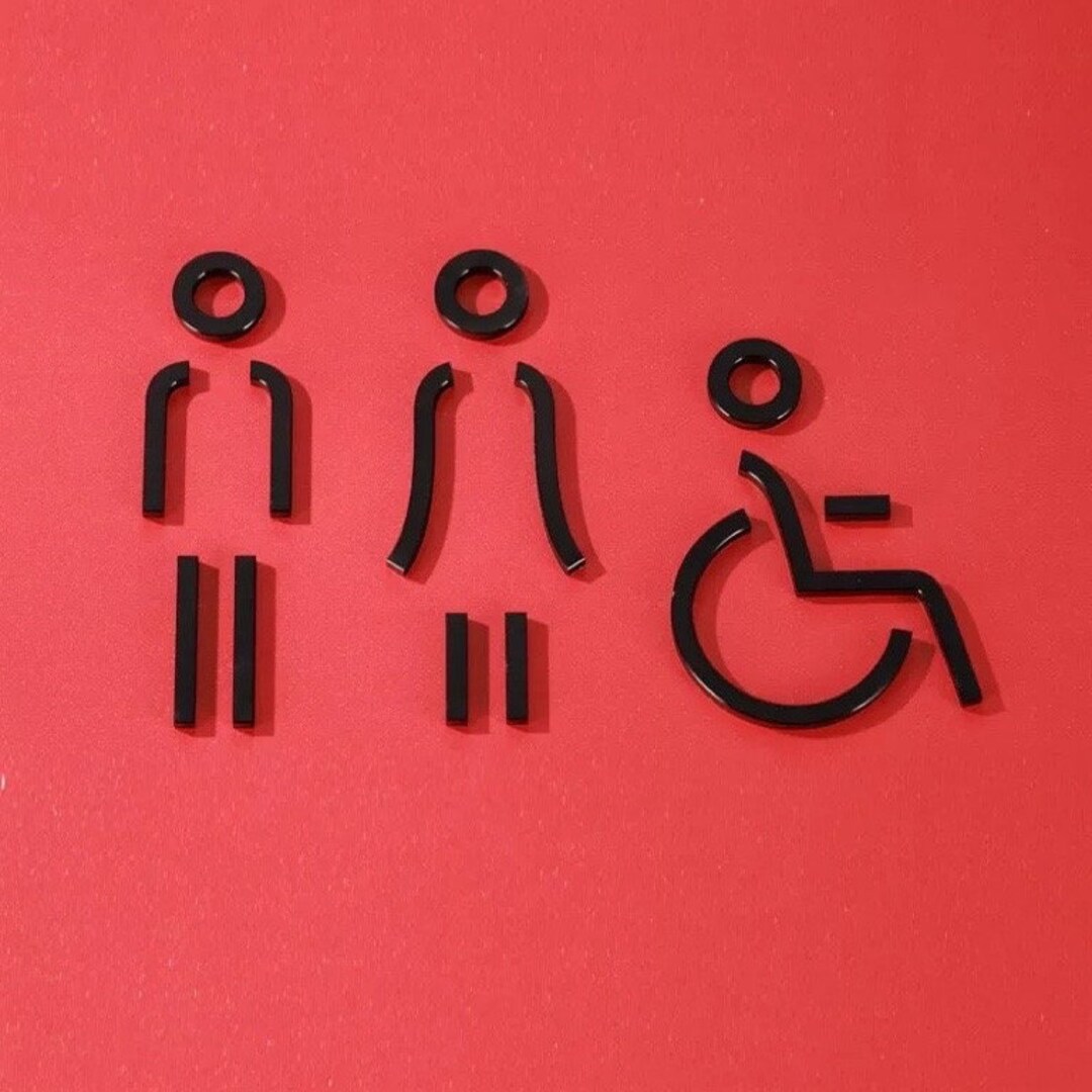 Luxury Matt Surface Metal Washroom Sign, Bathroom Sign, Restroom Sign ...