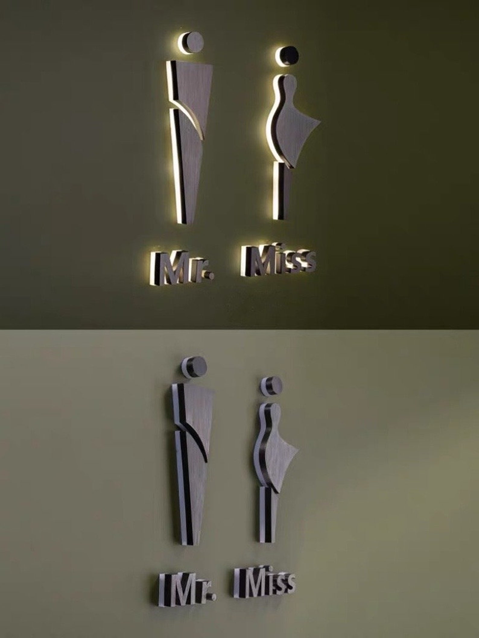 Luxury Custom Washroom, Toilet, Restroom Metal Backlit Sign ...