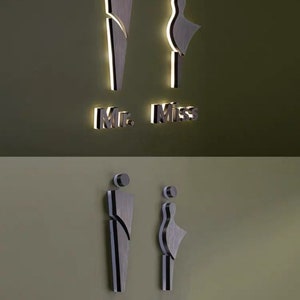 Luxury Custom Washroom, Toilet, Restroom Metal Backlit Sign ...