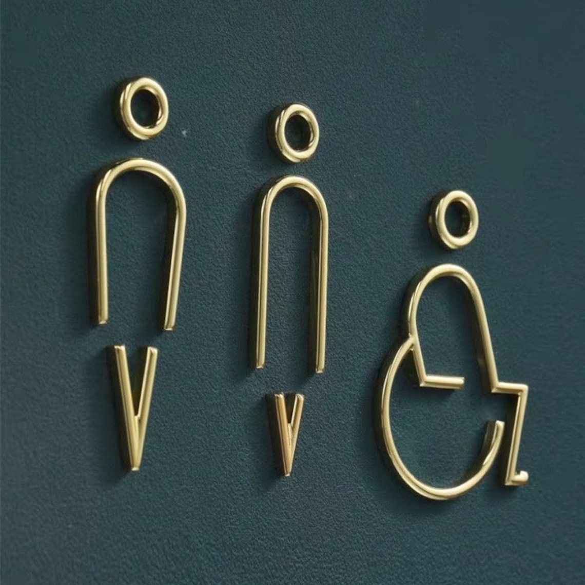 Deluxe Brass Washroom Sign, Bathroom Sign, Restroom Sign, Toilet Sign ...