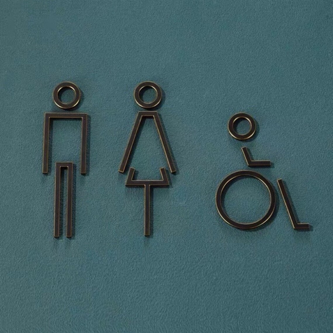 Luxury Black With Gold Edge Matt Surface Metal Washroom Sign, Bathroom ...