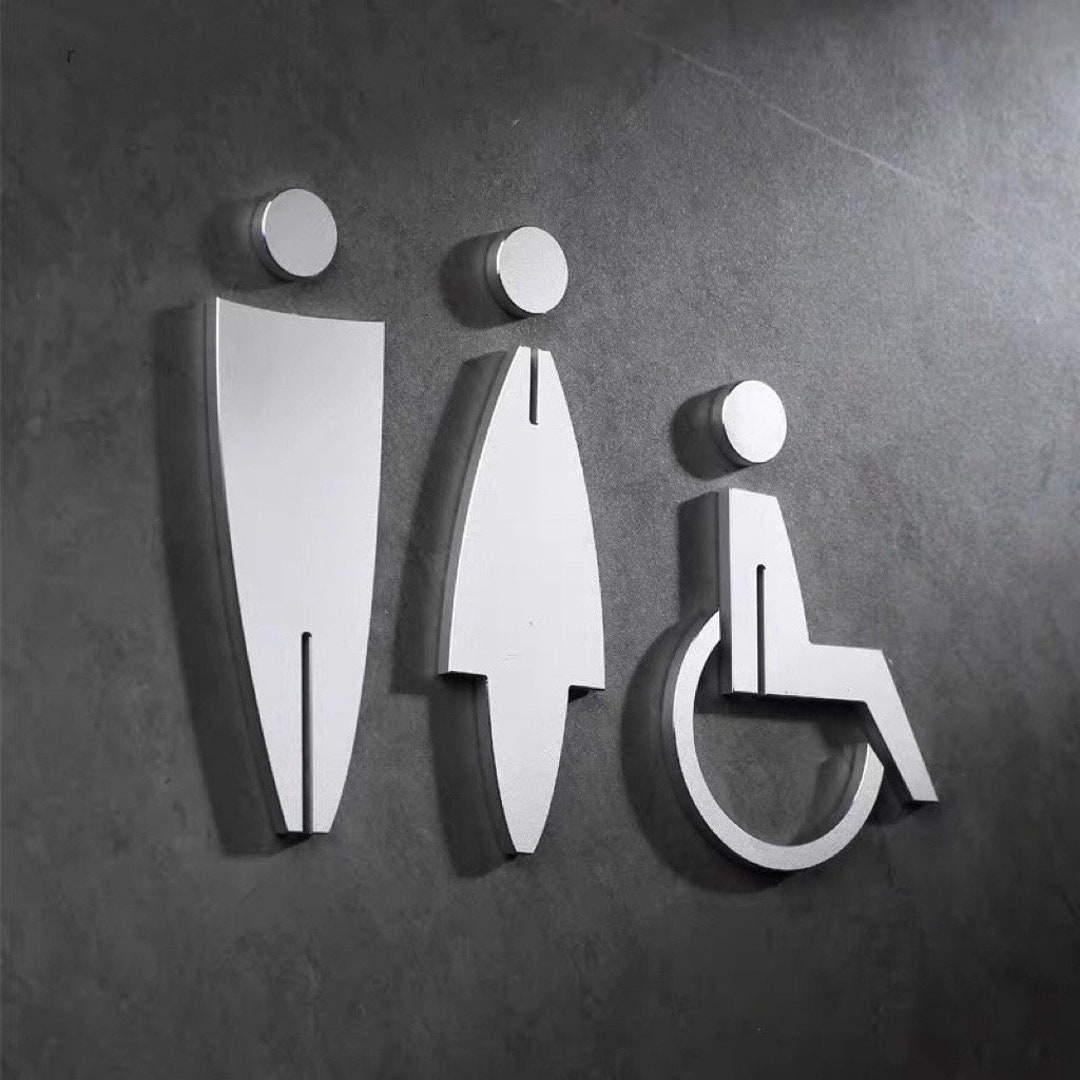 Luxury Matt Surface Metal Washroom Sign, Bathroom Sign, Restroom Sign ...