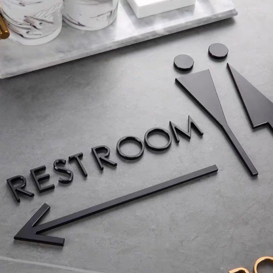 Luxury Matt Surface Metal Washroom Sign, Bathroom Sign, Restroom Sign ...