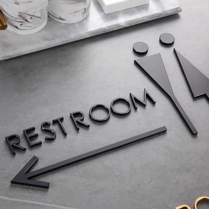 Luxury Matt Surface Metal Washroom Sign, Bathroom Sign, Restroom Sign ...