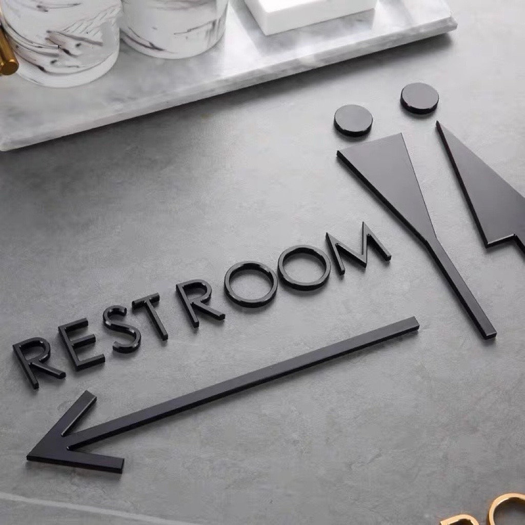 Luxury Matt Surface Metal Washroom Sign, Bathroom Sign, Restroom Sign ...