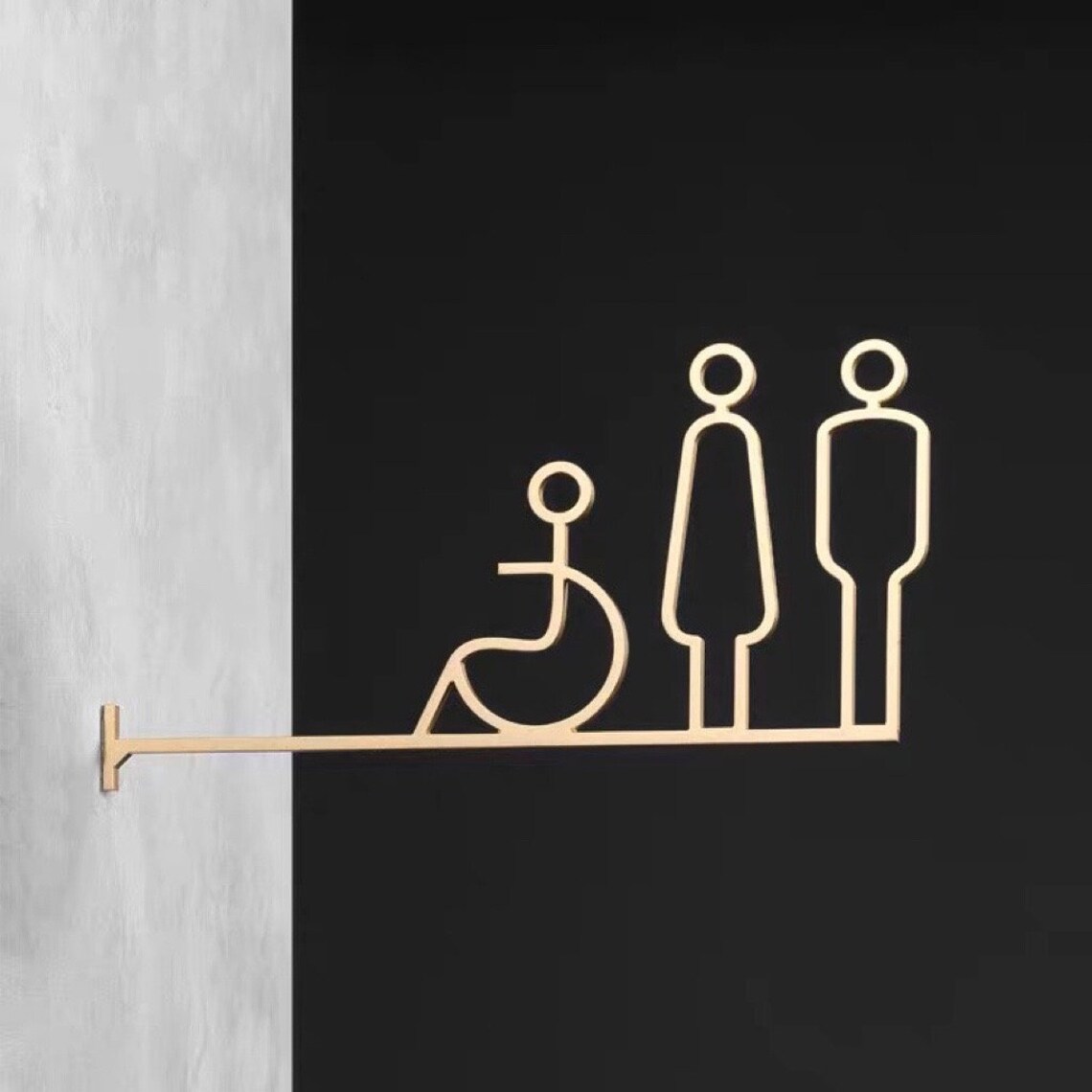 Luxury Matt Surface Side Mount Washroom Sign, Bathroom Sign, Restroom ...