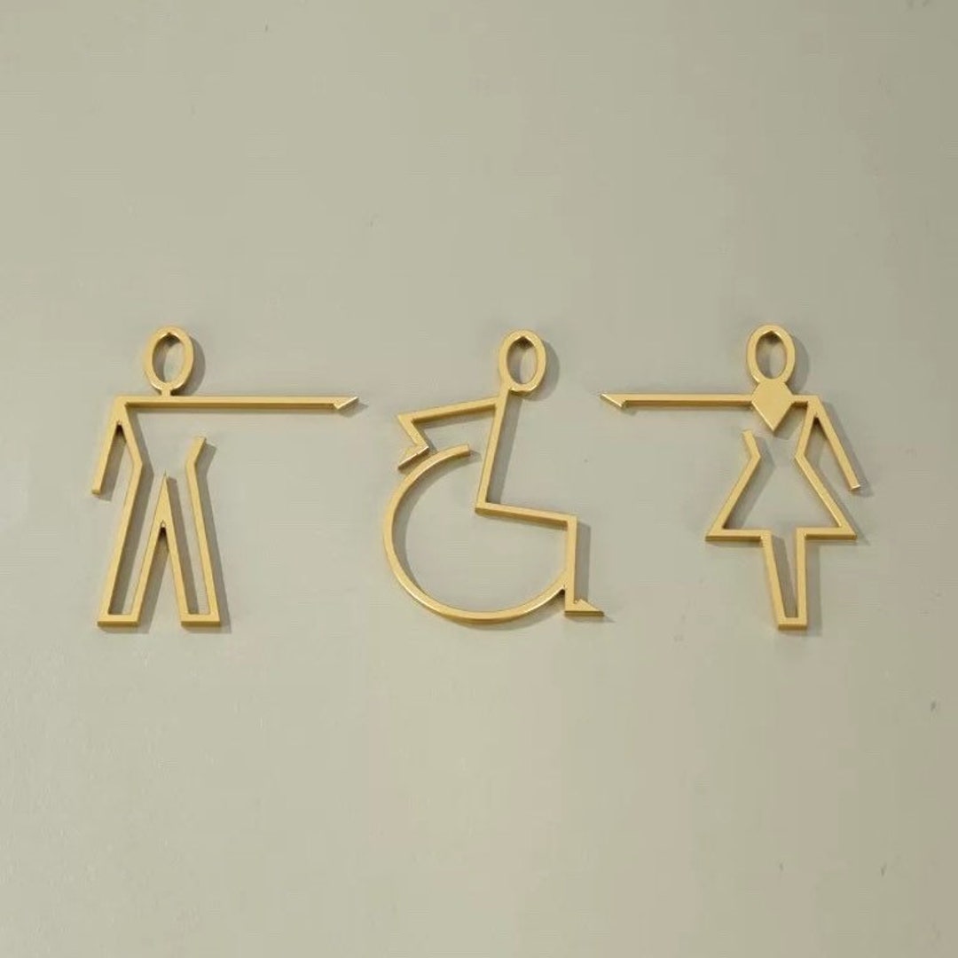 Luxury Metal Washroom Sign, Bathroom Sign, Restroom Sign, Toilet Sign ...