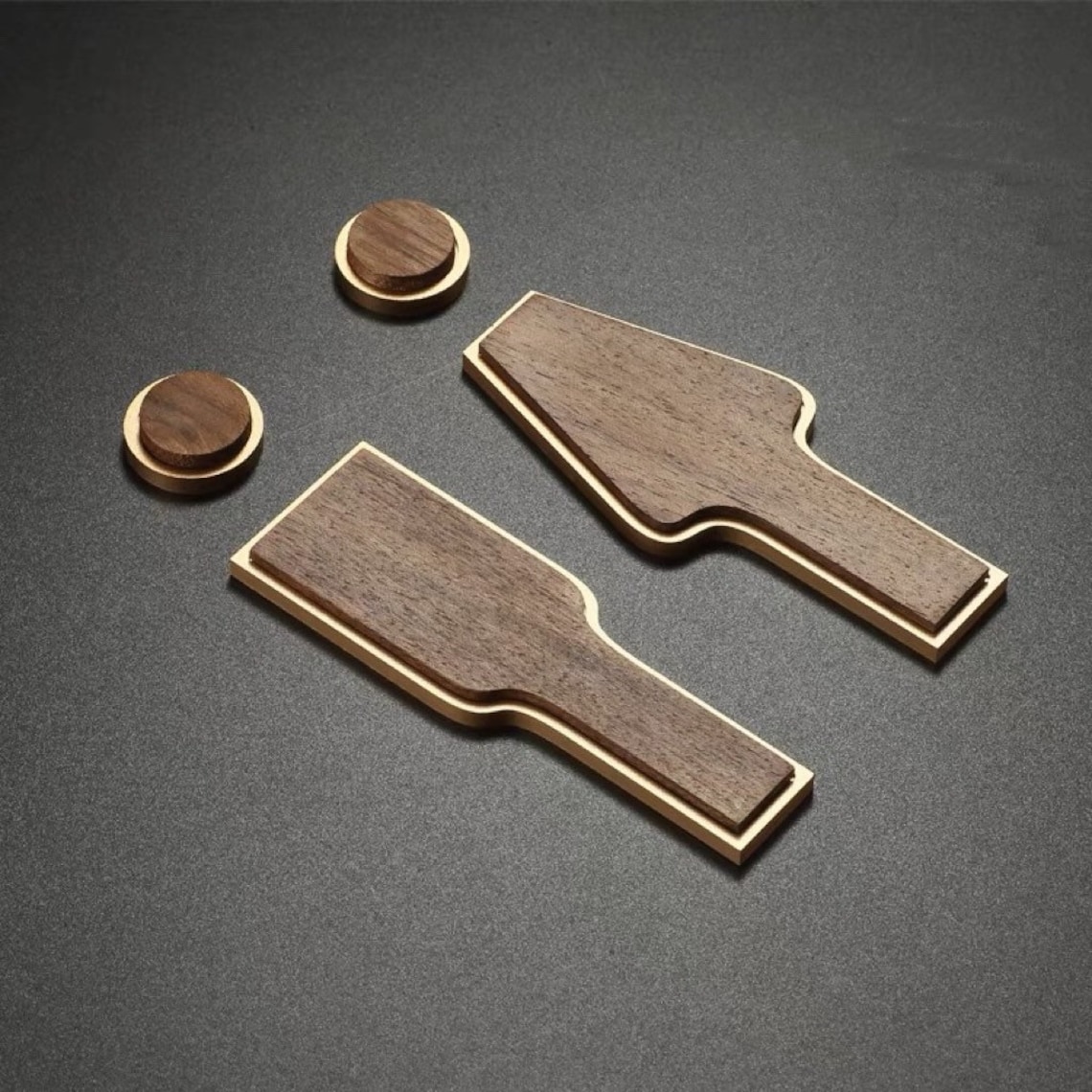 Walnut Wood Washroom Sign, Metal Accent, Modern Restroom Decor - Etsy