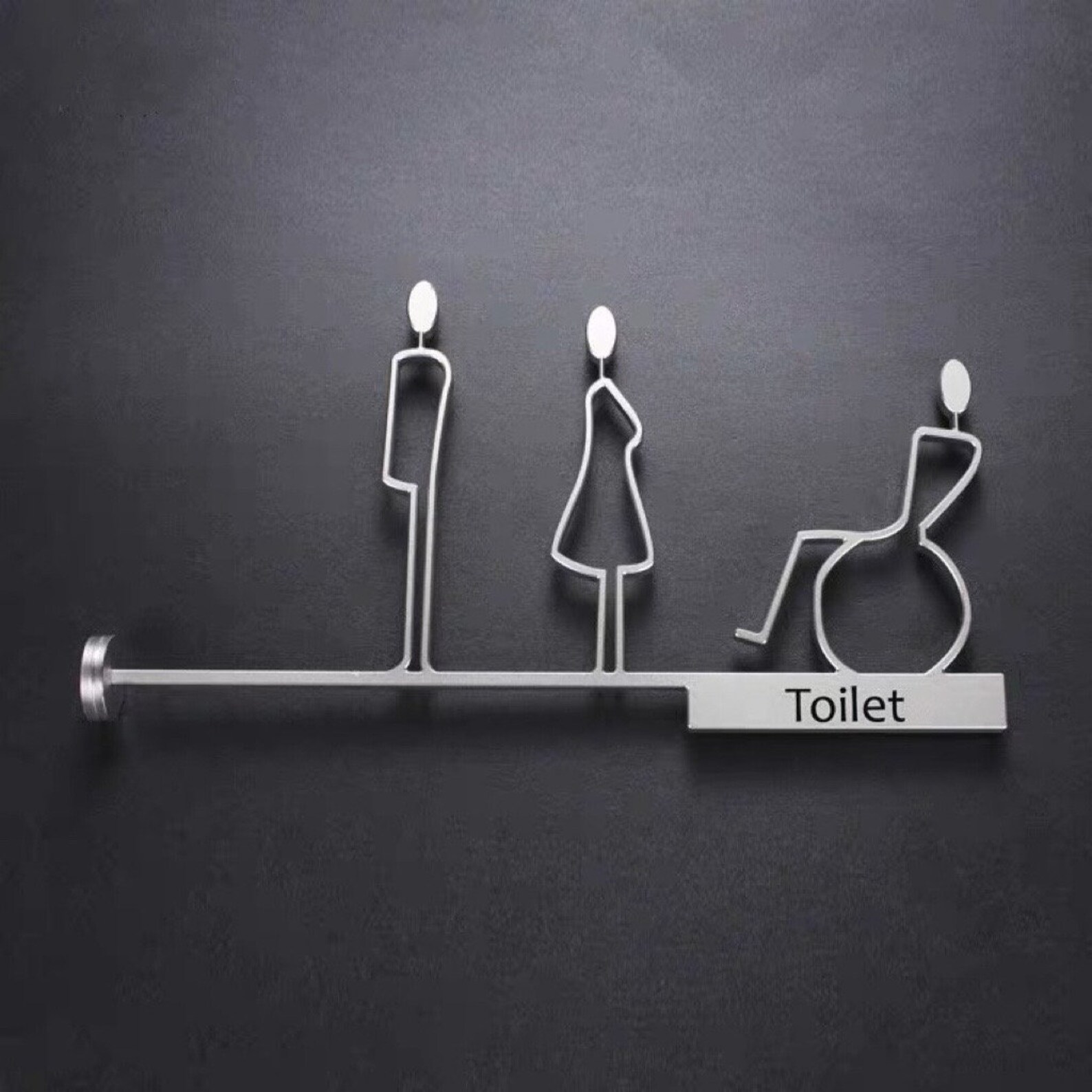 Modern Aluminum Washroom Sign, Side Mount Toilet Restroom Sign - Etsy
