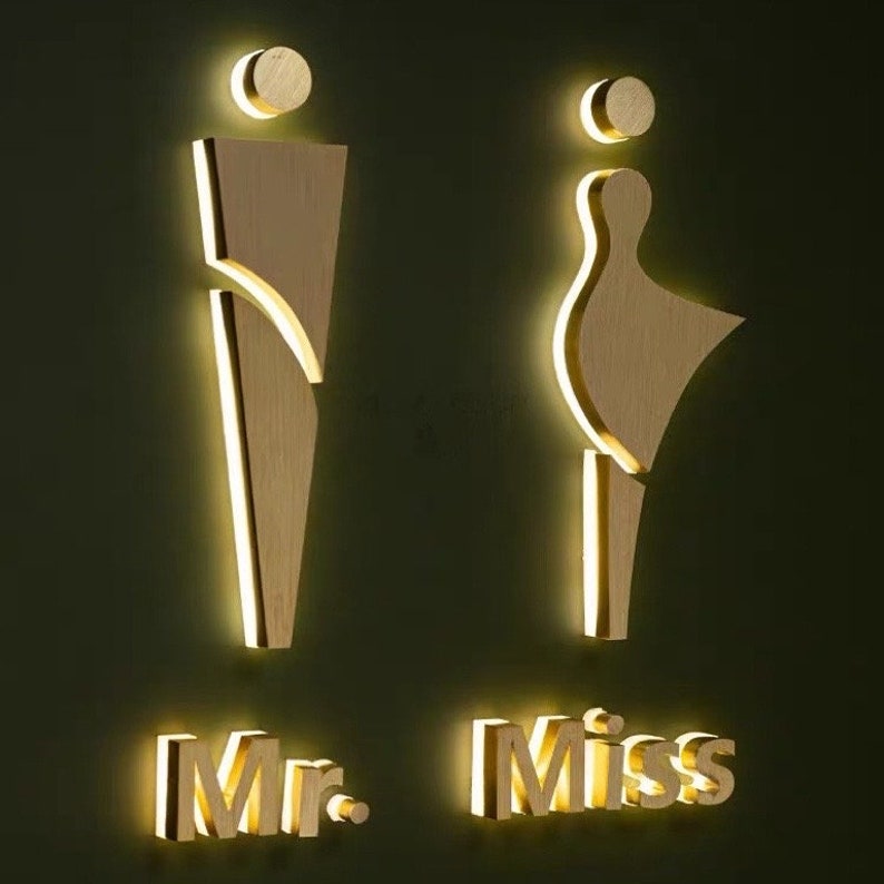 Luxury Custom Washroom, Toilet, Restroom Metal Backlit Sign ...