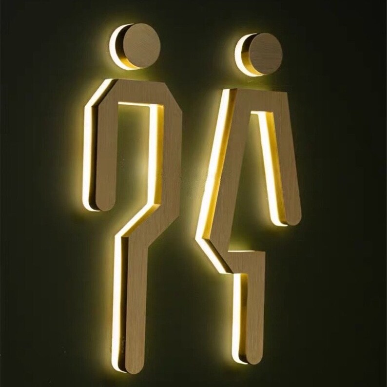 Luxury Custom Washroom, Toilet, Restroom Metal Backlit Sign ...