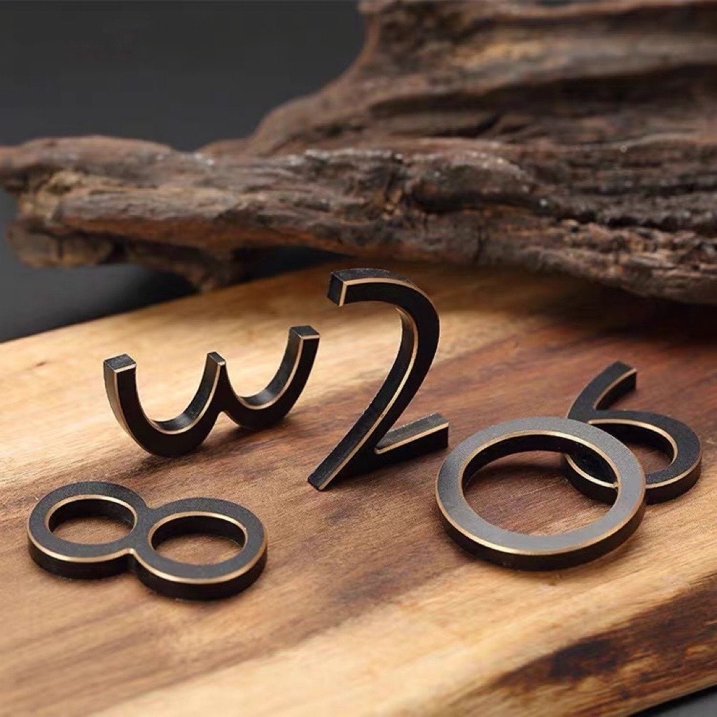 Luxury Aluminium Black With Gold Edge Number Sign, Door Number Sign ...